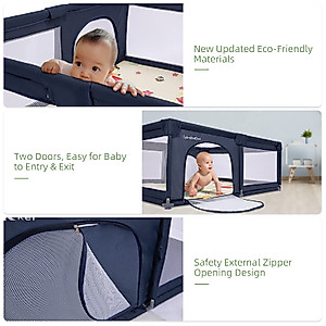 Large Baby Playpen, Playpen for Babies and Toddlers, Extra Safe with Anti-Collision Foam Baby Fence, Indoor & Outdoor Playard Kids Activity Center