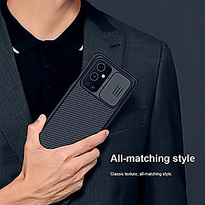 Mangix OnePlus 9 Case with Camera Cover,OnePlus 9 Slim Fit Thin Polycarbonate Protective Shockproof Cover with Slide Camera Cover, Upgraded Case for OnePlus 9 (Black)