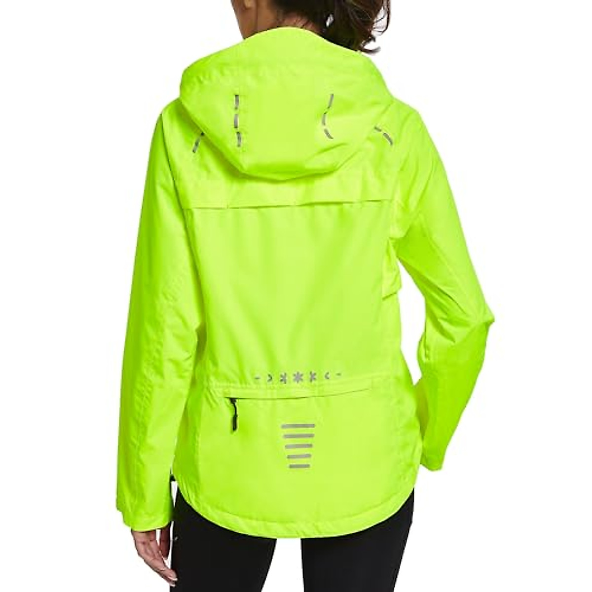 FitsT4 Sports Women's Waterproof Cycling Running Jackets Mesh Lined Rain Jacket Lightweight Bike Windbreaker with Hood Fluorescent Yellow Size S