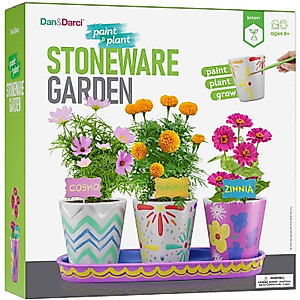 Paint & Plant Stoneware Flower Gardening Kit - Easter Gifts for Girls & Boys Ages 6-12 - Kids Arts & Crafts Project Birthday Gift, STEM Activity for Age 6, 7, 8, 9, 10, 11 & 12 Year Old Girl