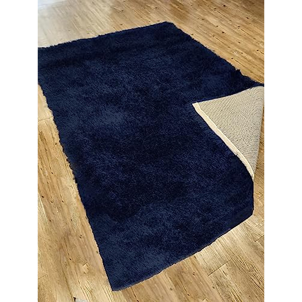 Brilliant Shag Navy Rug - Indoor Home Living Room Carpet, Size: 7'6" x 10'3", Soft, Plush Rug