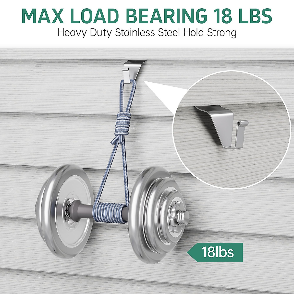 MUAKIOY Vinyl Siding Clips Hooks (20 Pack), Heavy Duty No-Drill No Hole Damage-Free Siding Hangers for Outdoor Wall Lights Wreaths Garland Hanging, Front Porch Patio Decor