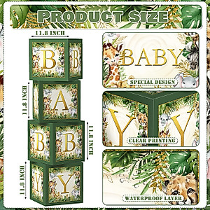 Jungle Safari Baby Boxes with Letters for Baby Shower Decorations Boy Girl Jungle Animal Theme Decor Balloon Blocks for Jungle Safari Baby Shower Gender Reveal Birthday Party Supplies