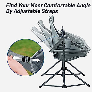 TIMBER RIDGE Hammock Camping Chair with Adjustable Backrest, Heavy Duty Folding Hammock Chair Supports 300lbs, Portable Hammock Chair for Camping, Travelling and Patio, Grey