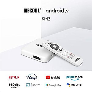 MECOOL KM2 Android TV Netflix 4K with Google Assistant Build in 4K HDR Streaming Media Player Google Certified Free HDMI Cable