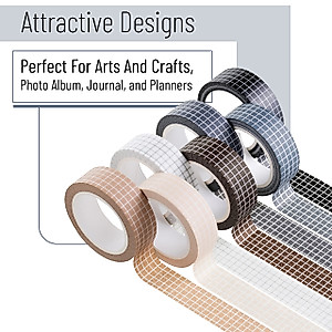 Mr. Pen- Grid Washi Tape Set, 7 Rolls, 0.6", Washi Tape for Journaling, Decorative Tape, Journaling Tape, Craft Tape, Scrapbooking Tape, Decorative Tape for Crafts, Decorative Craft Washi Masking Tape
