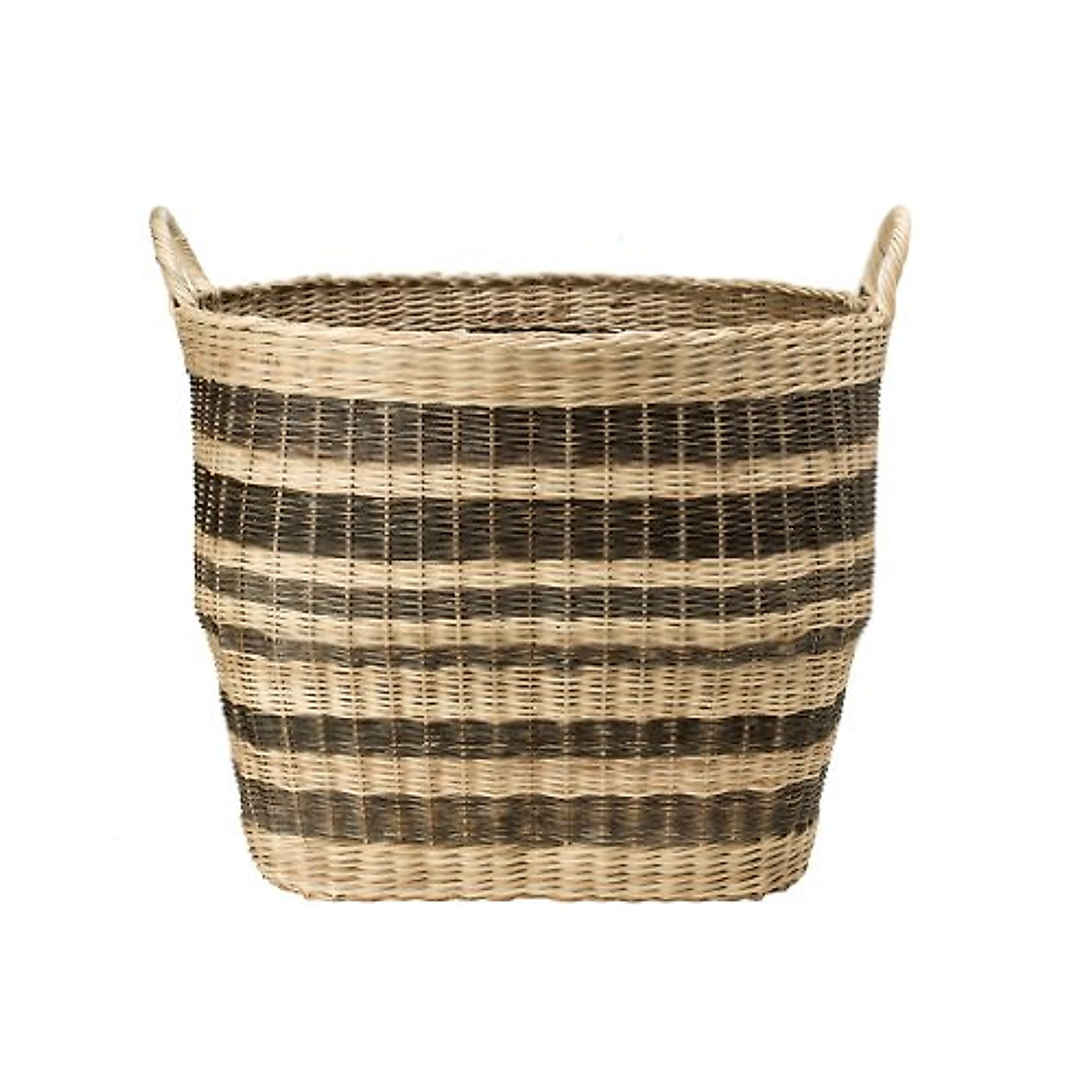 KOUBOO 1060042 Large Striped Wicker Storage Basket, 26.5" x 26.5" x 27.5", Beige/Black