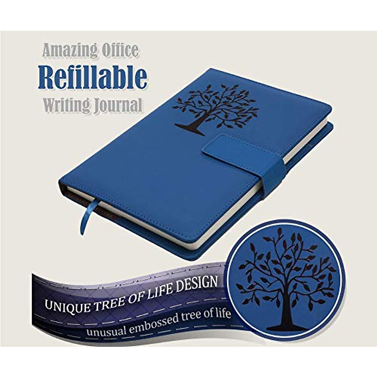 The Tree Of Life Journal | 5x8 Inches, 200 Lined Pages, Magnetic Clasp, Refillable | Diary, Cute Notebook Journal, Personal Journal for Women or Men