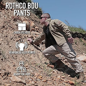 Rothco Tactical BDU Pants Mens Utility Hiking Workwear Cargo Pants, Black, Large
