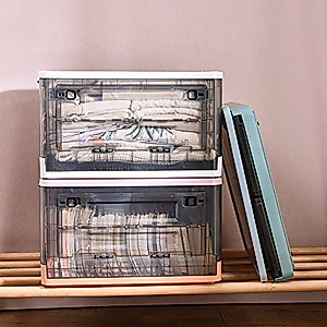 Lucky Monet Clear Storage Bins with Lids 55 Quart, Large Stackable Storage Bins Plastic Organizer Bins Boxes with Wheels & Dual Open, Collapsible Storage Containers for Closet Home Kitchen Car Trunk