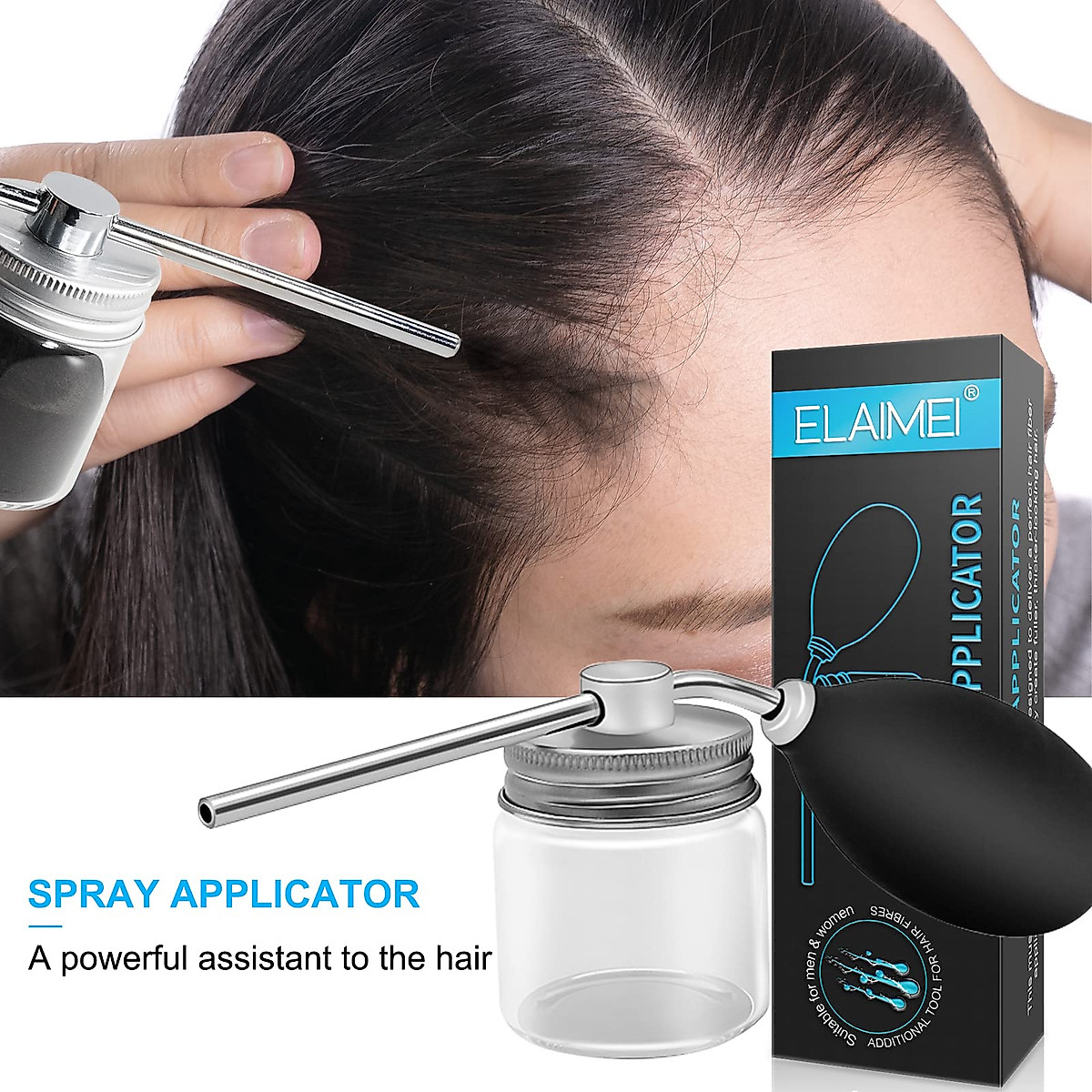 One-Handed Hair Fiber Applicator Spray Bottle Nozzle for All Brands (Fibers Not Included)