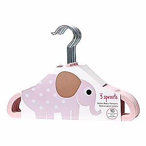 3 Sprouts Baby Hangers – Velvet Closet Clothes Organizers for Nursery, 10 Pack
