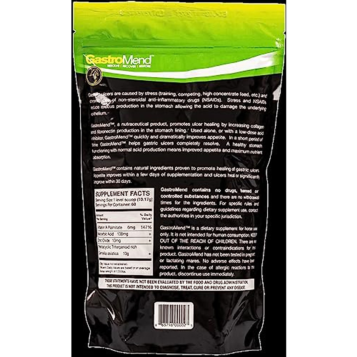 GastroMend Ulcer Supplement for Horses, 100% Natural Equine Stomach Health for Horses, Promotes Healing & Prevention of Gastric Ulcers, Supports Gastric and Hindgut Health, 30 Servings, Made in USA