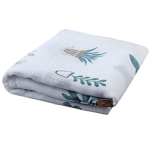 Little Jump Swaddle Blankets Muslin -Catus Print Large Size 47"x 47" Receiving Blanket - Gender Neutral Baby Blanket (Potted Plant)