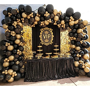BALONAR 136Pcs DIY Gold and Black Garland Balloons Kits with 18/10/5/Inch Metallic Chrome Balloons for Birthday Party Celebration Graduation Bachelorette Wedding Baby Shower Ceremony Anniversary Balloon Chain. (Black)