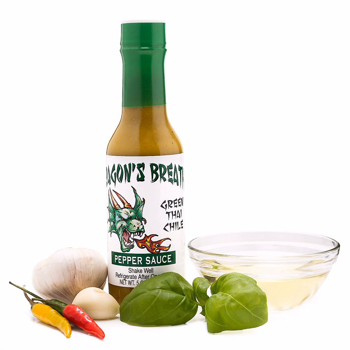 Dragon's Breathe Green Thai Chili Hot Pepper Spicy Sauce with natural Ingredients Bold Flavor made from Exotic Bird's Eye Chili Pepper