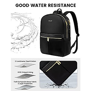 LOVEVOOK Travel Laptop Backpack Women, 17 Inch Anti-Theft Water Resistant Computer Back Pack, College Work Teacher Nurse bag with USB Charging Port, Large Capacity, Black