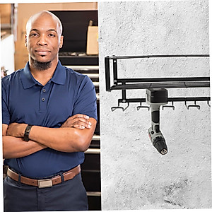 Levemolo Electric Drill Storage Rack Peg Board Drill Holder Cordless Drill Screwdriver Electric Eletric Screwdrivers Garage Tool Organizer Garage Organizers and Storage Black Carbon Steel