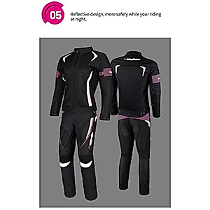 Riding Tribe Women's Motorcycle Jacket Coat Summer Waterproof Lady Teens Girl Riding Reflective Anti-collision Motorbike Jackets(PINK JACKET, S)