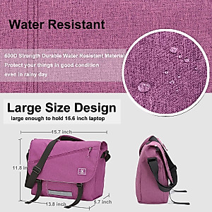 OIWAS Messenger Bag for Women Crossbody 15.6 Inch Laptop Satchel Bags for Women Shoulder Bag Large Briefcase Computer Bag Work Travel Purple