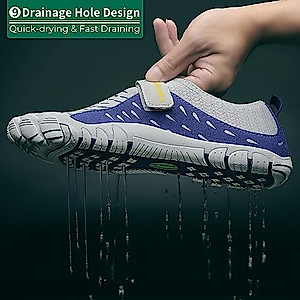 SAGUARO Water Shoes for Men Women Swim Beach Shoes Quick-Dry Zero Drop Aqua Shoes for River Wet Pool Surf Kayak Blue US 5 Men/7 Women