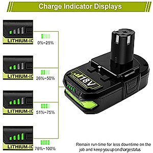 POWTREE Upgraded 3800mAh 2Packs 18v Battery Replacement Compatible with Ryobi 18V Battery ONE+ P102 P103 P105 P107 P108 P109 Cordless Power Tools Drills