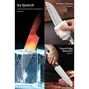 MAD SHARK Premium Santoku Knife 8 Inch, High-end Professional Best Sharp Kitchen Knife, German Stainless Steel, japanese Chef Knife, sushi knife, chef's knives, Cutting Knives - Silver