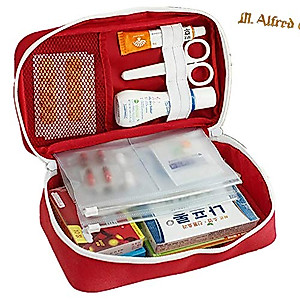 First Aid Bag - First Aid Kit Bag Empty for Home Outdoor Travel Camping Hiking, Mini Empty Medical Storage Bag Portable Pouch (Red)