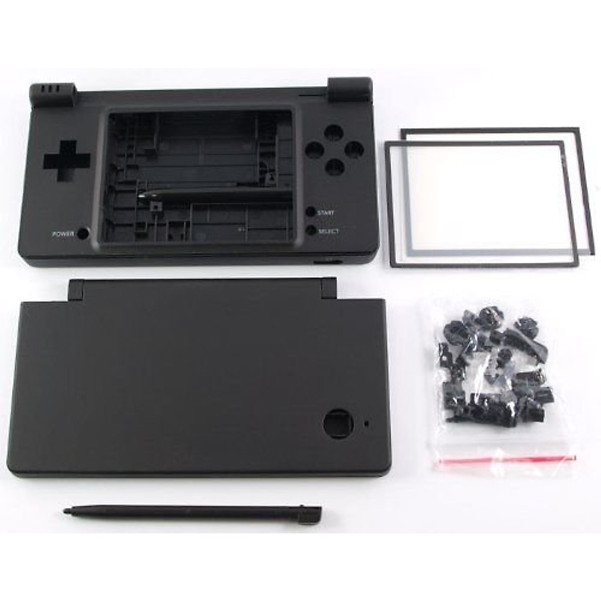 Gametown Full Housing Case Cover Shell with Buttons Kit Replacement Parts for DSi NDSi Console -Black