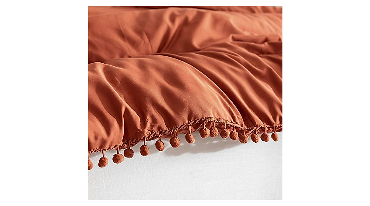 YIRDDEO Terracotta Queen Comforter Set - Boho 3pcs Bedding