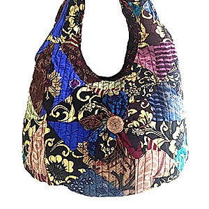 OMA® Multi Color Boho Bohemian Hippy Shoulder Sling Purse Hand Bag With Brocade FEDERAL (TM) BRAND