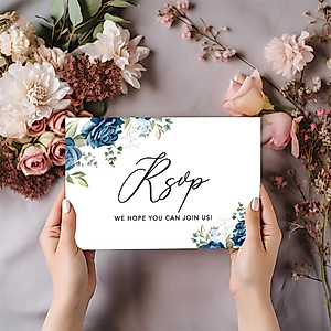 Andaz Press 56-Pack Wedding RSVP Cards Response Postcards 4x6-Inch Dusty Blue Roses RSVP Cards For Wedding Invitations Bridal Shower Baby Shower Birthday Quince Invites Wedding Reply Cards