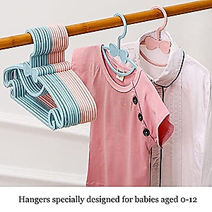 JINGXINMY Baby Hangers for Kids Clothes - Pack of 20 Durable Plastic Kids Hangers for Nursery -Childrens Hangers - Great as Toddler or Infant Clothes Hangers-4 Colors
