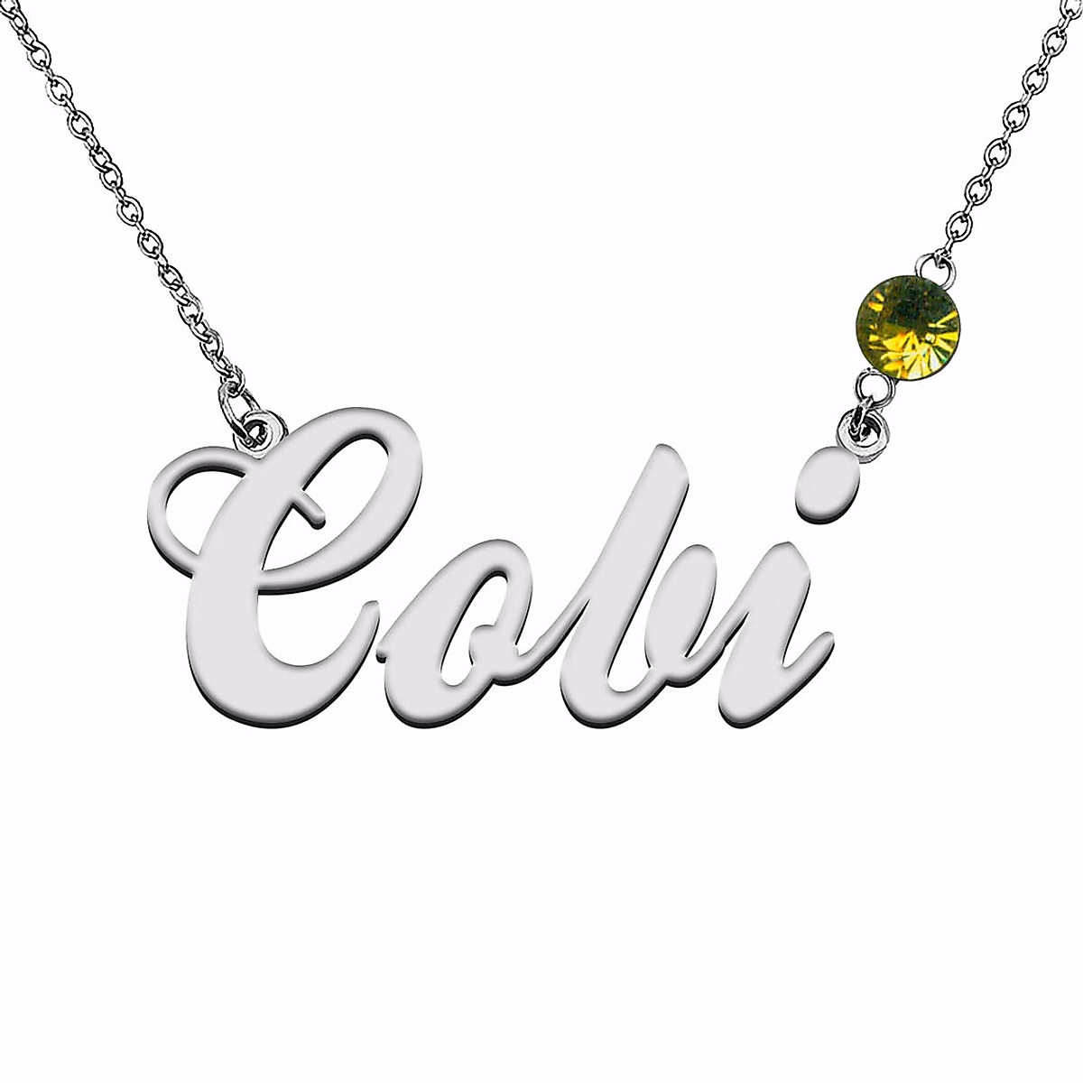 GR859C Personalized Unique Name Necklace with Birthstone for Her Cobi
