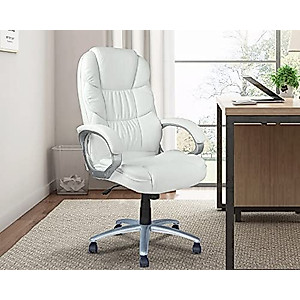 Ergonomic Office Chair, Height Adjustable Pu Leather Office Chair with Padded Armrests and Lumbar Support, 250 Lbs Heavy Duty Swivel Desk Chair Computer Chair for Men Women, Desk Chairs with Wheels