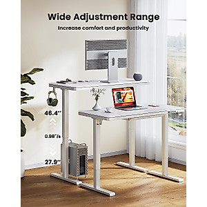 ErGear Dual Motor Electric Standing Desk with Drawers,48x24 Inch Whole-Piece Quick Install,Height Adjustable Stand up Sit Stand Home Office Ergonomic Workstation with USB Charging Ports(White)