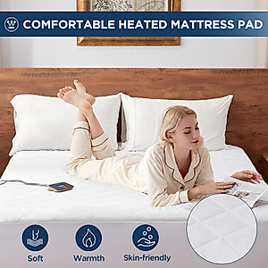 Westinghouse Full Size Heated Mattress Pad, Bed Warmer Electric Mattress Cover with 10 Heat Settings Dual Controller, 1-12H Auto Shut Off, Fit Up to 15" Deep Pocket, 54x75 Inch