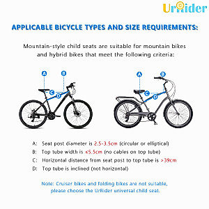 UrRider Child Bike Seat, Front Mount Kids Bike Seat, Fits Mountain Bikes, Hybrid Bikes, Portable, Tool-Free, Quick-Release, ultra-light, Toddler Bike Seat for Children 2-6 Years(up to 60lbs)