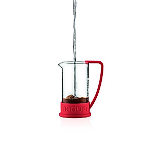 Bodum Brazil French Press Coffee Maker with Borosilicate Glass Carafe, 34 Ounce, Warm Red