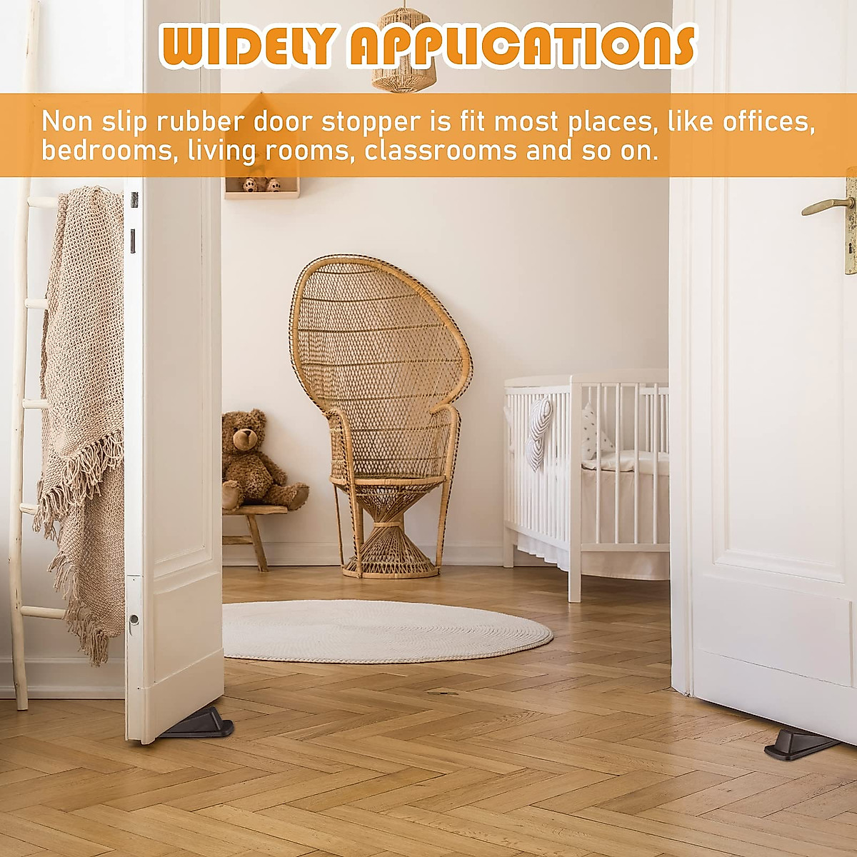 12 Pieces Rubber Door Stoppers Brown Rubber Door Stopper Wedge Large Heavy Duty Flexible Door Holder Door Stop Wedge Anti Slip Door Wedge for Door Bootom on Tile Carpet Wooden Floor Concrete