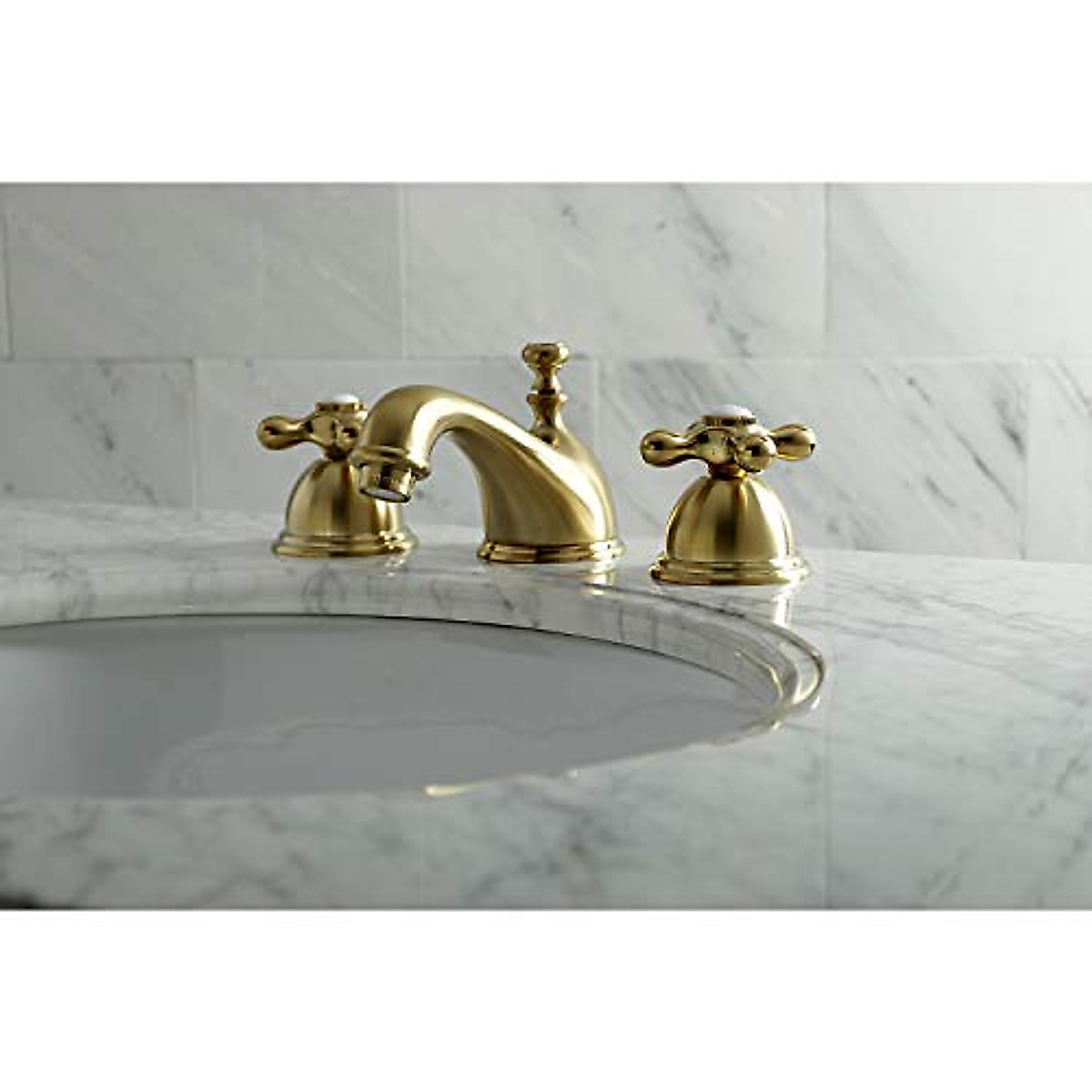Kingston Brass KS3967AX 8 in. Widespread Bathroom Faucet, Brushed Brass