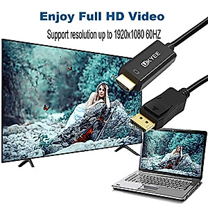 UKYEE Disiplay Port to HDMI Cable 3ft 2-Pack, Disiplay Pot(DP) to HDMi 3 Feet Male to Male Cord Converter for PCs to HDTV, Monitor, Projector