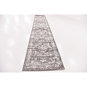 Unique Loom Sofia Collection Area Rug - Salle Garnier (3' 3" x 19' 8" Runner, Gray/ Ivory)