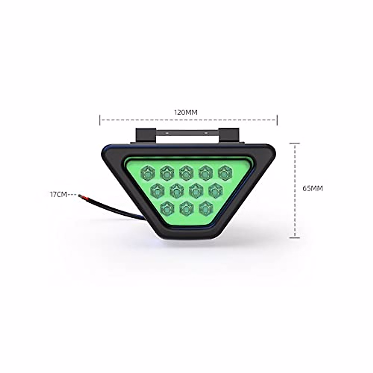Naiveferry Rear Tail Brake Light Triangle, LED Motorcycle Strobe Light Flash Brake Lamp Universal Stop Light Car Warning Light for Safe Driving Waterproof Car Truck(Green)