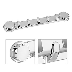 Fdit Powerful Vacuum Suction Cup Towel Holder Wall Mount Coat Bath Towel Hook Hanger Rail Bar with 5 Hooks for Towels Robes Clothing