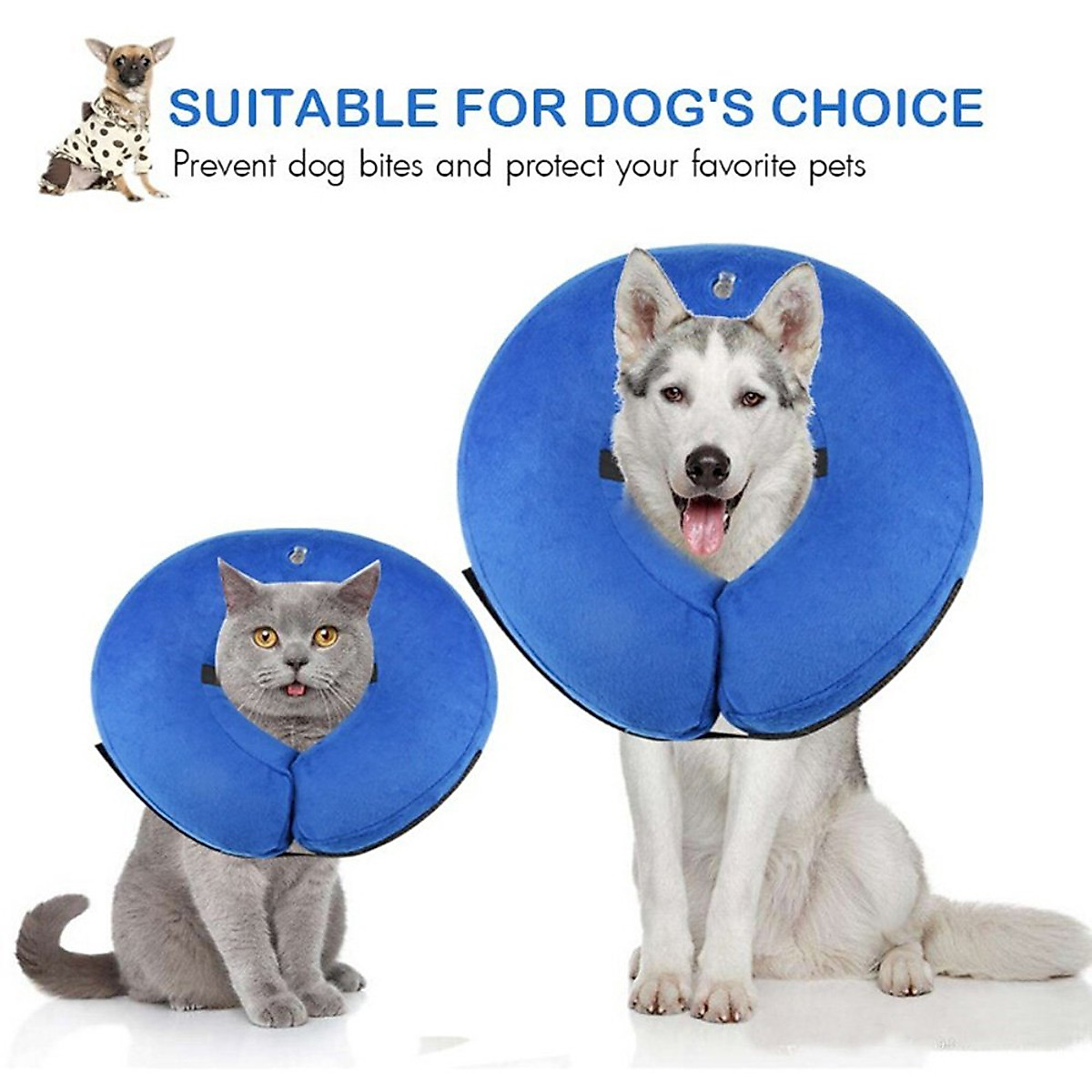 Hyan Pet Protective Recovery Inflatable Collar-Soft Adjustable Comfortable Pet E-Collar for Dogs and Cats -Surgery Recovery Collar Pets Touching Stitches or Biting Wound (S-Neck Circumference 6-9")