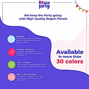 HOUSE OF PARTY Black Shimmer Wall Backdrop - 24 Pcs Square Sequin Wall Panels Shimmer Backdrop, Wall Decor for Birthday Decorations, Wedding & Bachelorette Party