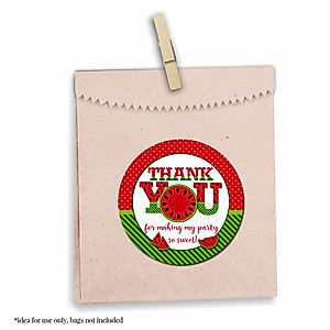 Red Watermelon Birthday Party Thank You Sticker Labels, 40 2" Party Circle Stickers by AmandaCreation, Great for Party Favors, Envelope Seals & Goodie Bags