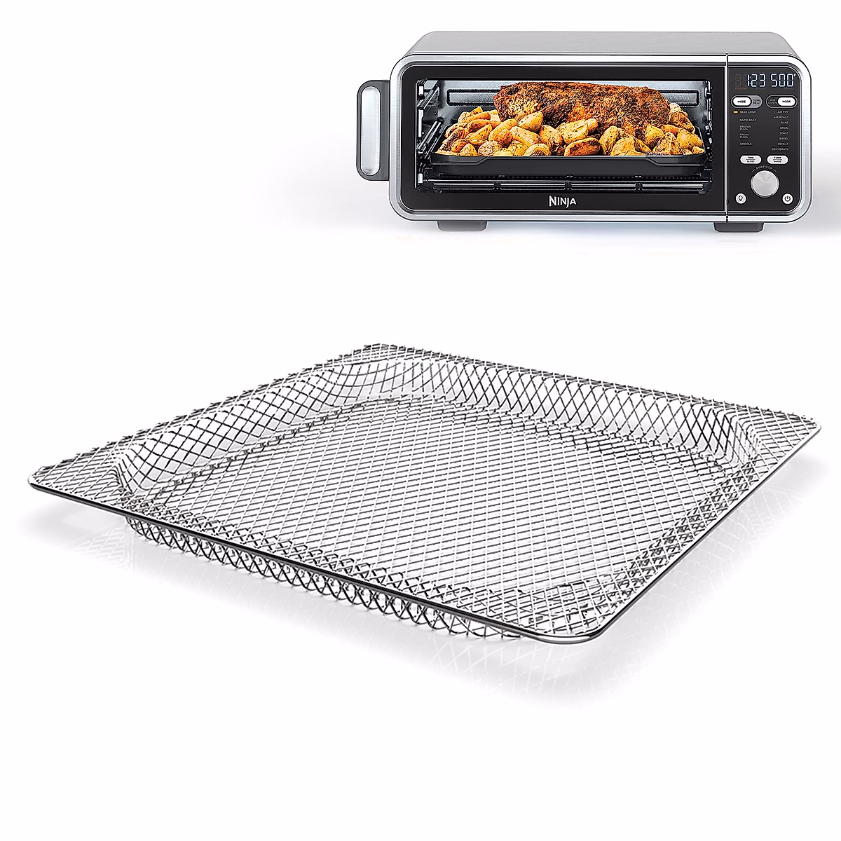 Air Fryer Basket Replacement for NINJA Foodi SP101 Air Fryer Oven, Stainless Steel Air Fryer Basket for Ninja SP100,SP102, Mesh Basket for Ninja Foodi Air Fryer Accessories, Baking Tray for Ninja