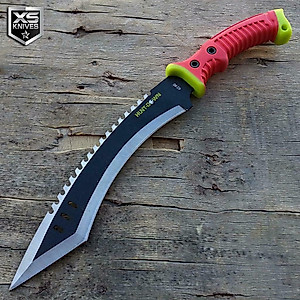 S.S. Fixed Knives 16 Full Tang Tactical Rubber Grip Knife Survival Fixed Blade Hunting Kukri